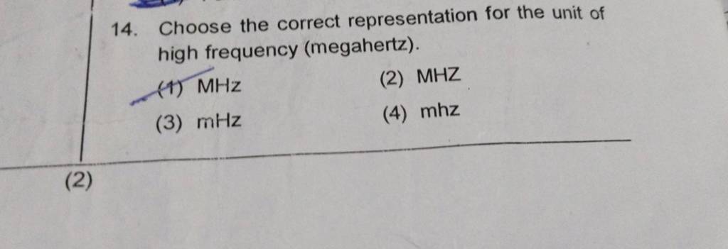 Choose the correct representation for the unit of high frequency (megaher..