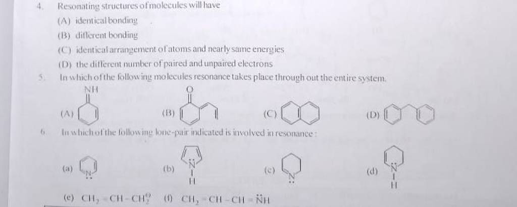 Resonating Structures Of Molecules Will Have Filo