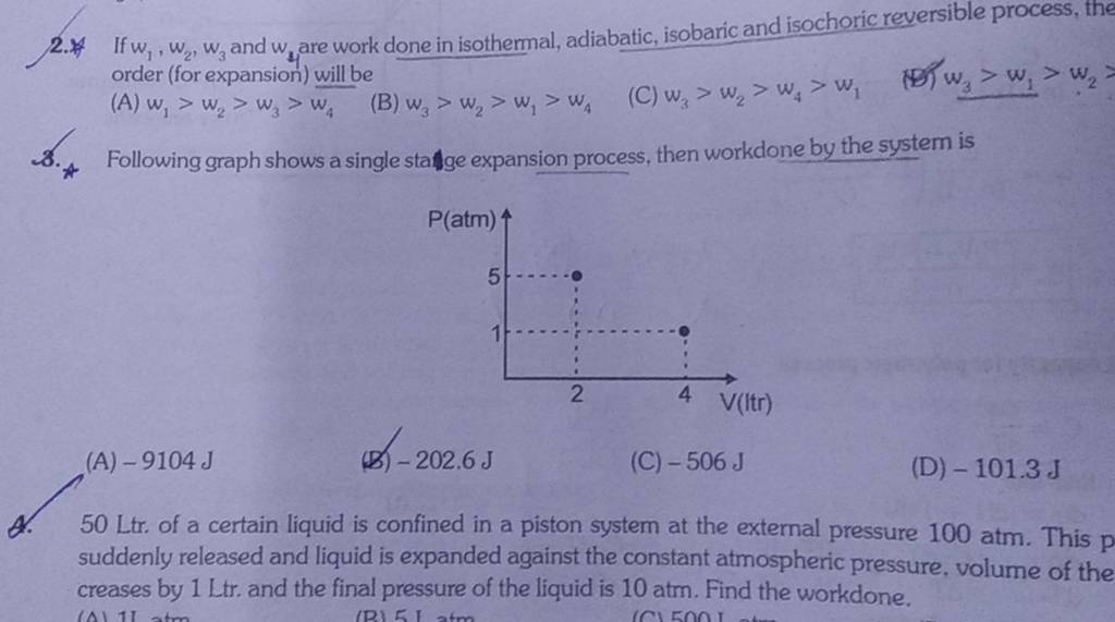 Following graph shows a single stafge expansion process, then workdone by..