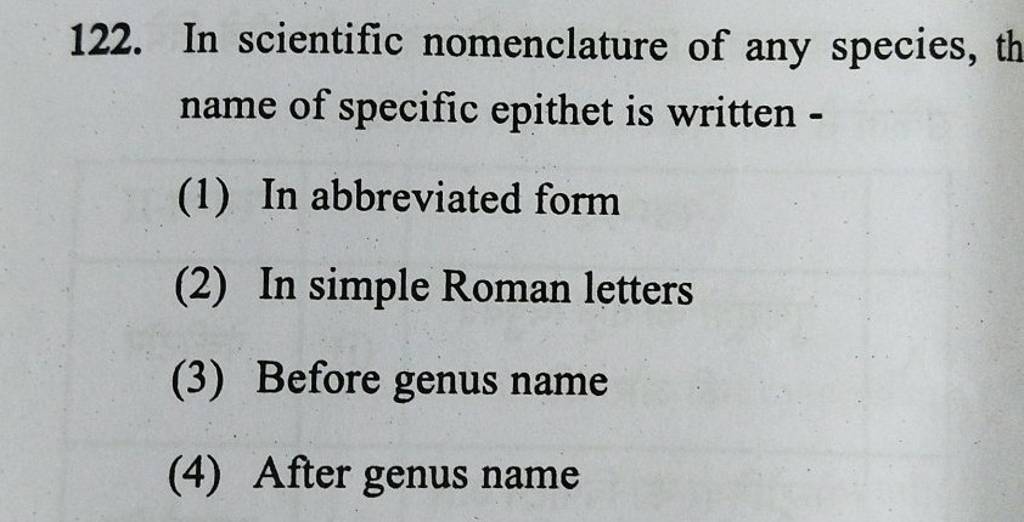 In scientific nomenclature of any species, th name of specific epithet is..
