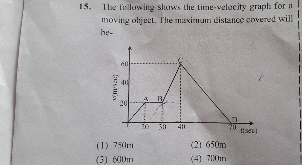 The following shows the time-velocity graph for a moving object. The maxi.. The following shows the time-velocity graph for a moving object. The maxi..