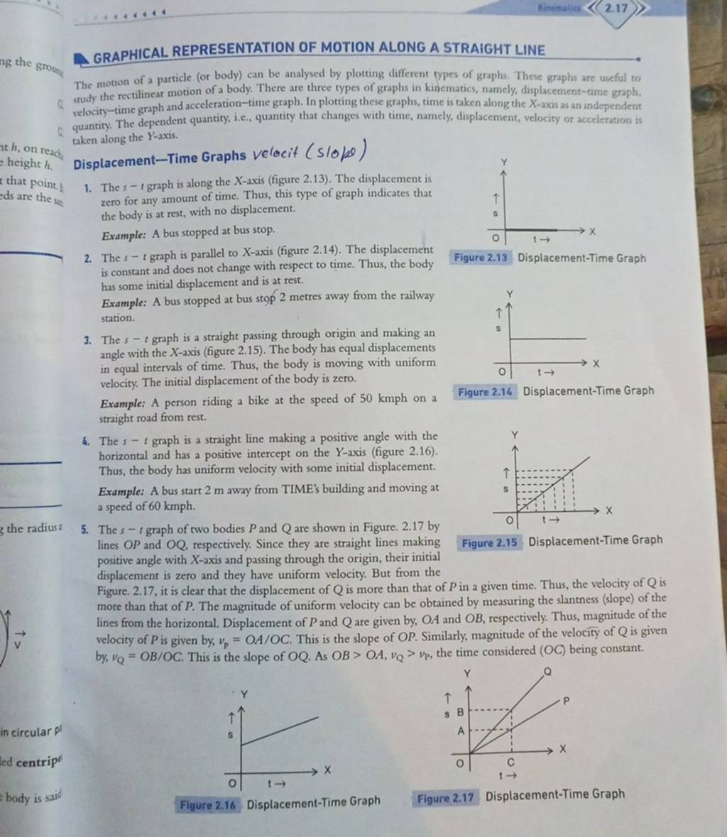 GRAPHICAL REPRESENTATION OF MOTION ALONG A STRAIGHT LINE The motion of a