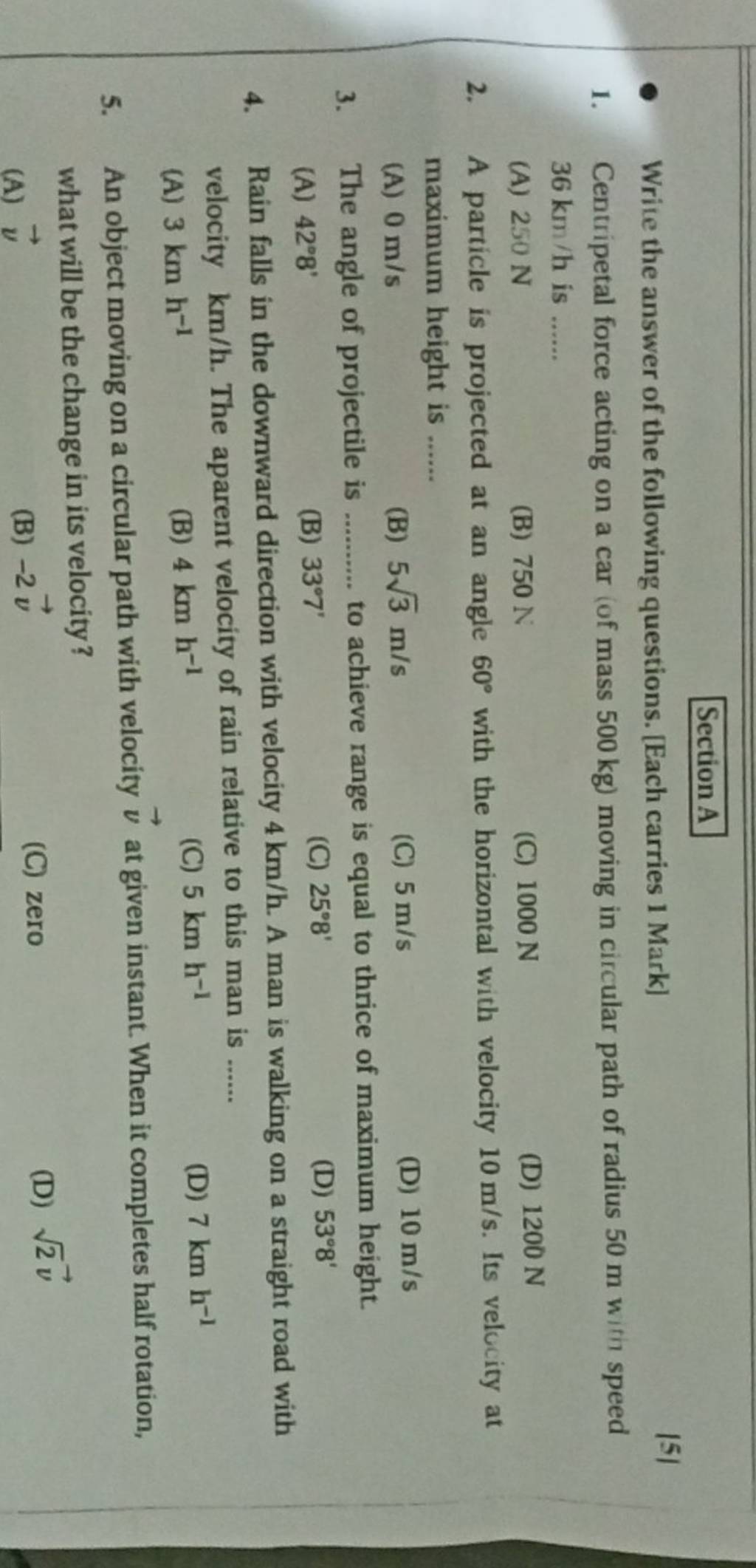 An Object Moving On A Circular Path With Velocity V At Given Instant Whe