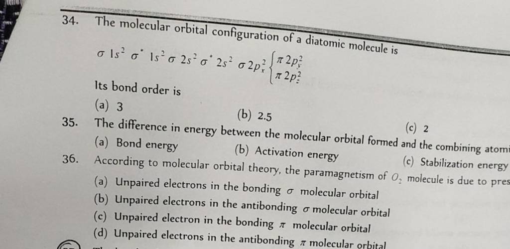 According to molecular orbital theory, the paramagnetism of O2 molecule
