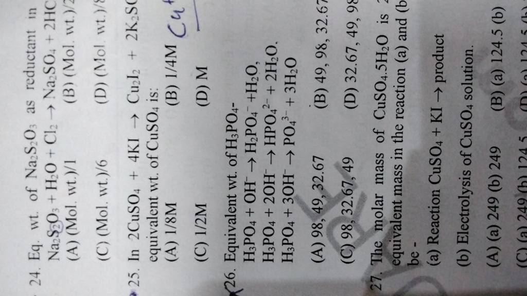 The Molar Mass Of Cuso4 5h2 O Is Equivalent Mass In The Reaction A And