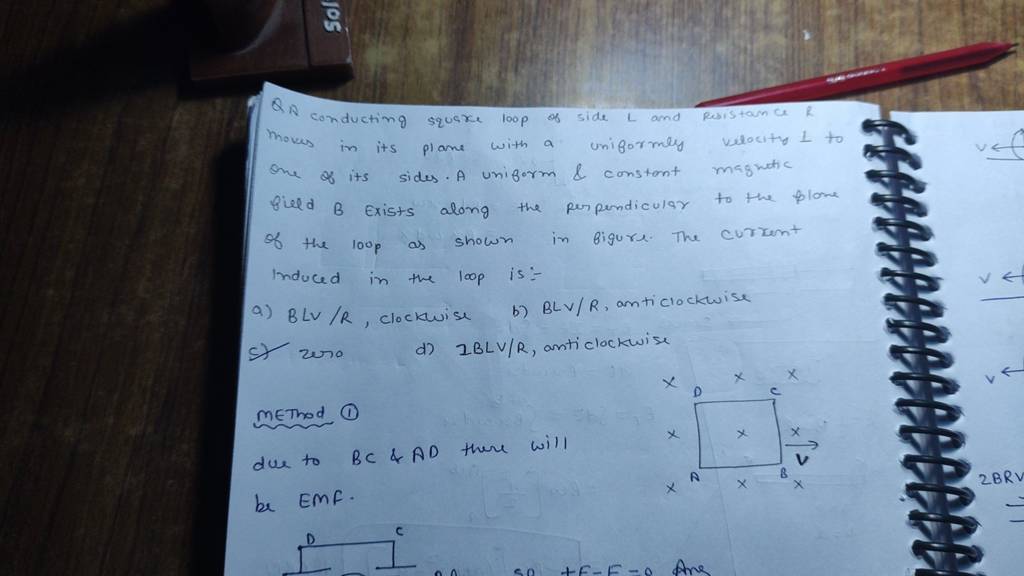 conducting square loop of side L and Resistance R. Hoves in its plane wi.. conducting square loop of side L and Resistance R. Hoves in its plane wi..
