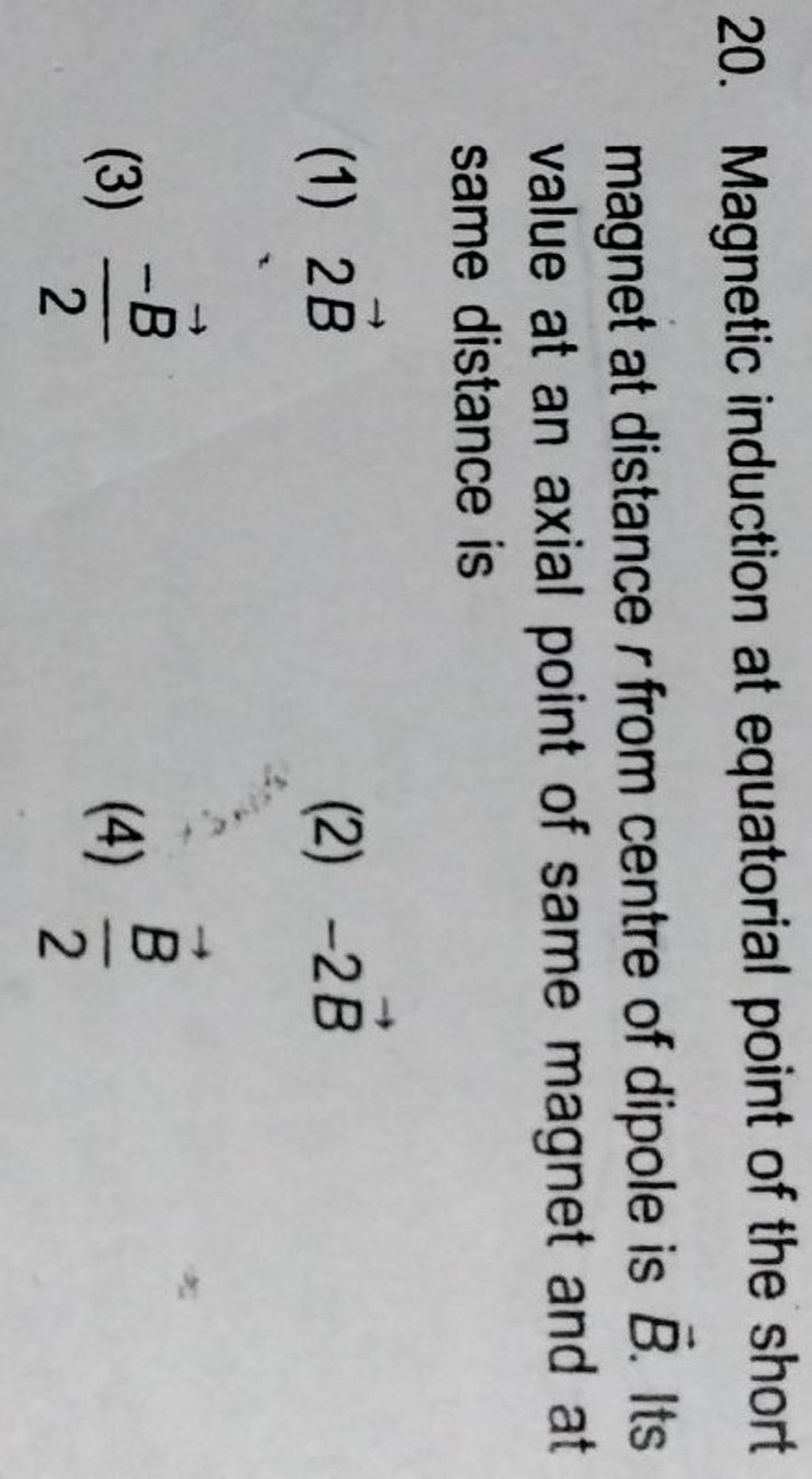 Magnetic induction at equatorial point of the short magnet at distance r