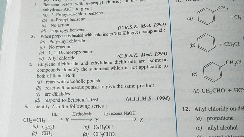 Benzene reacts with n-propyl chloride anhydrous AlCl3 to give : | Filo