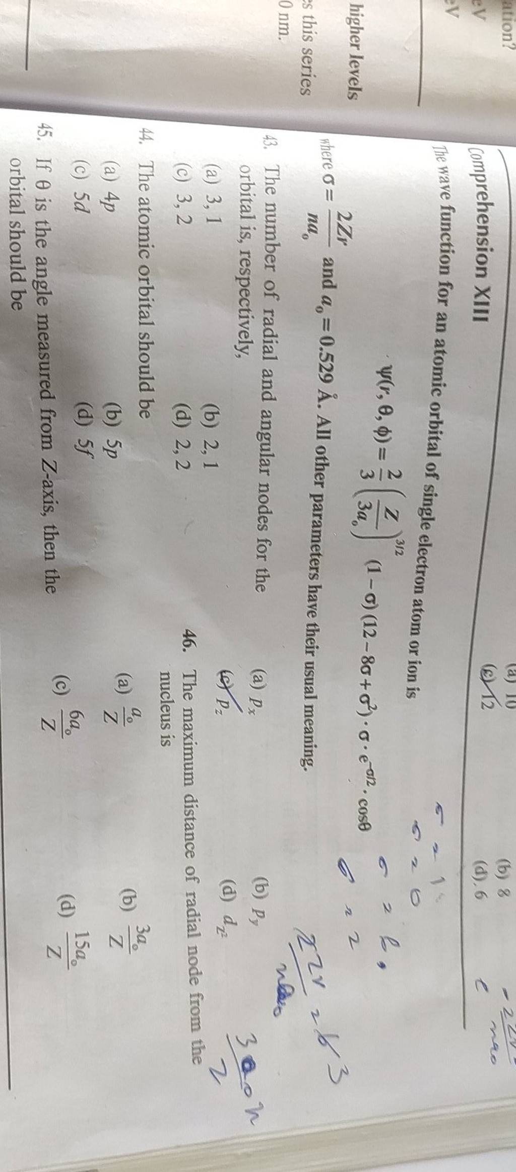 The maximum distance of radial node from the nucleus is 44. The atomic or..