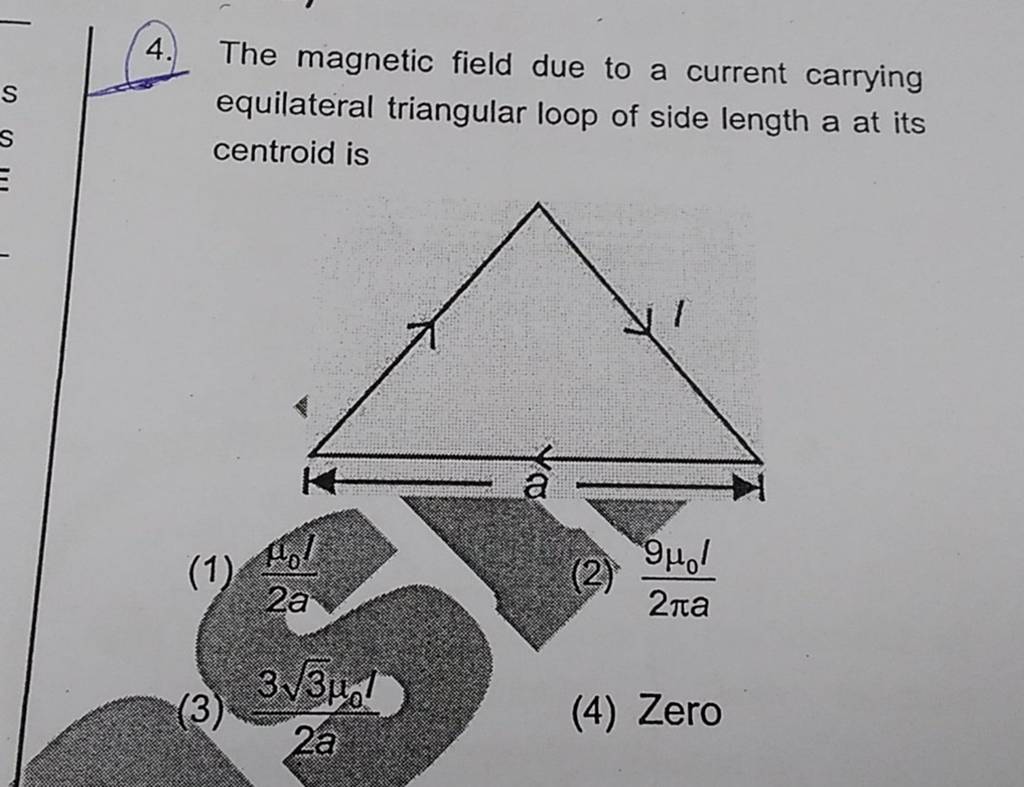 The magnetic field due to a current carrying equilateral triangular loop