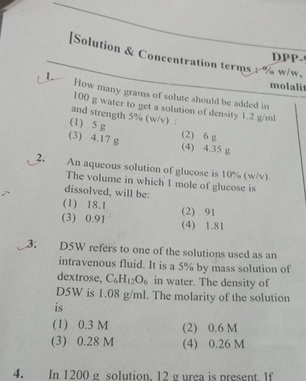 [Solution \& Concentration terms : % 1. How many grams of soluteshould be..
