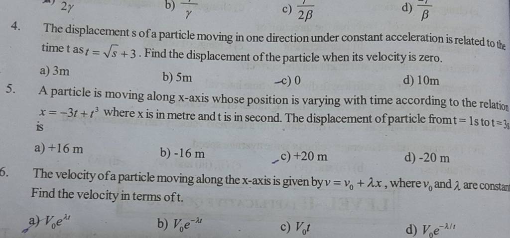 The velocity of a particle moving along the x-axis is given by ν=v0 +λx,