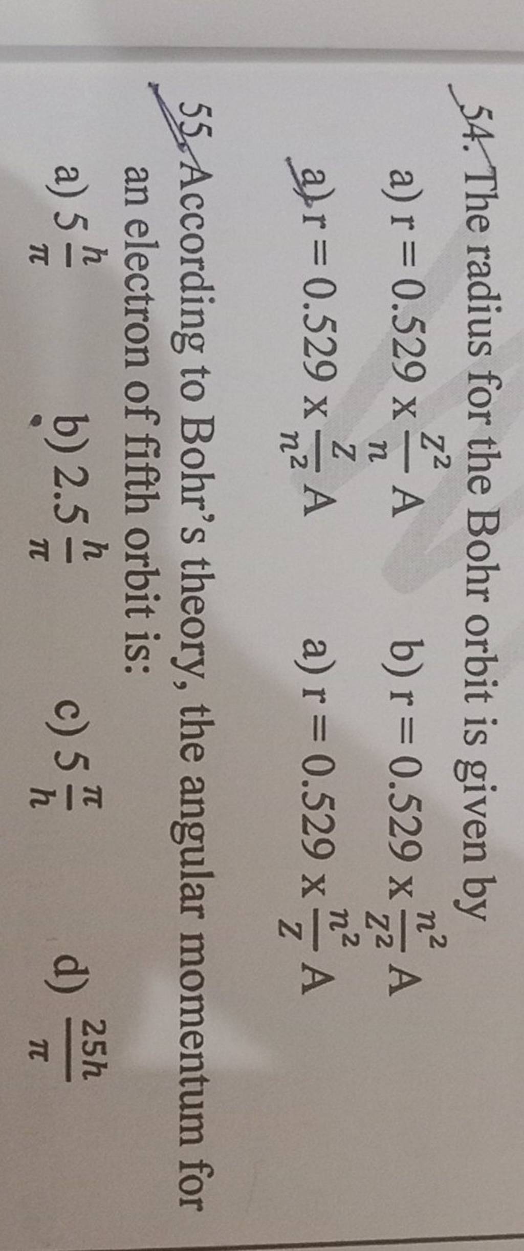 The Radius For The Bohr Orbit Is Given By Filo