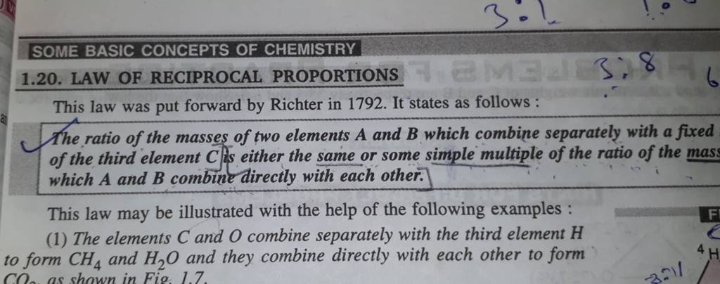 SOME BASIC CONCEPTS OF CHEMISTRY 1.20. LAW OF RECIPROCAL PROPORTIONS This..