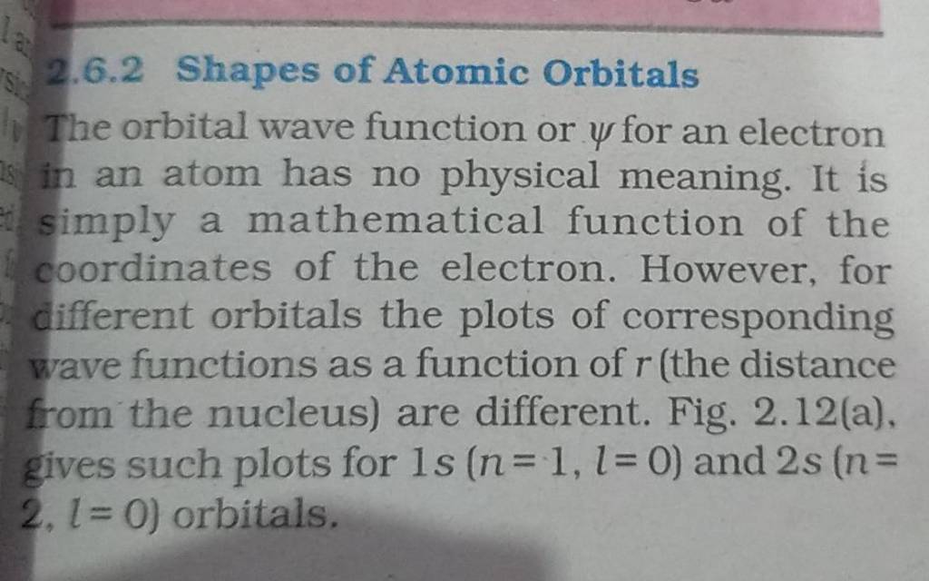 2 6 2 Shapes Of Atomic Orbitals The Orbital Wave Function Or ψ For An Ele