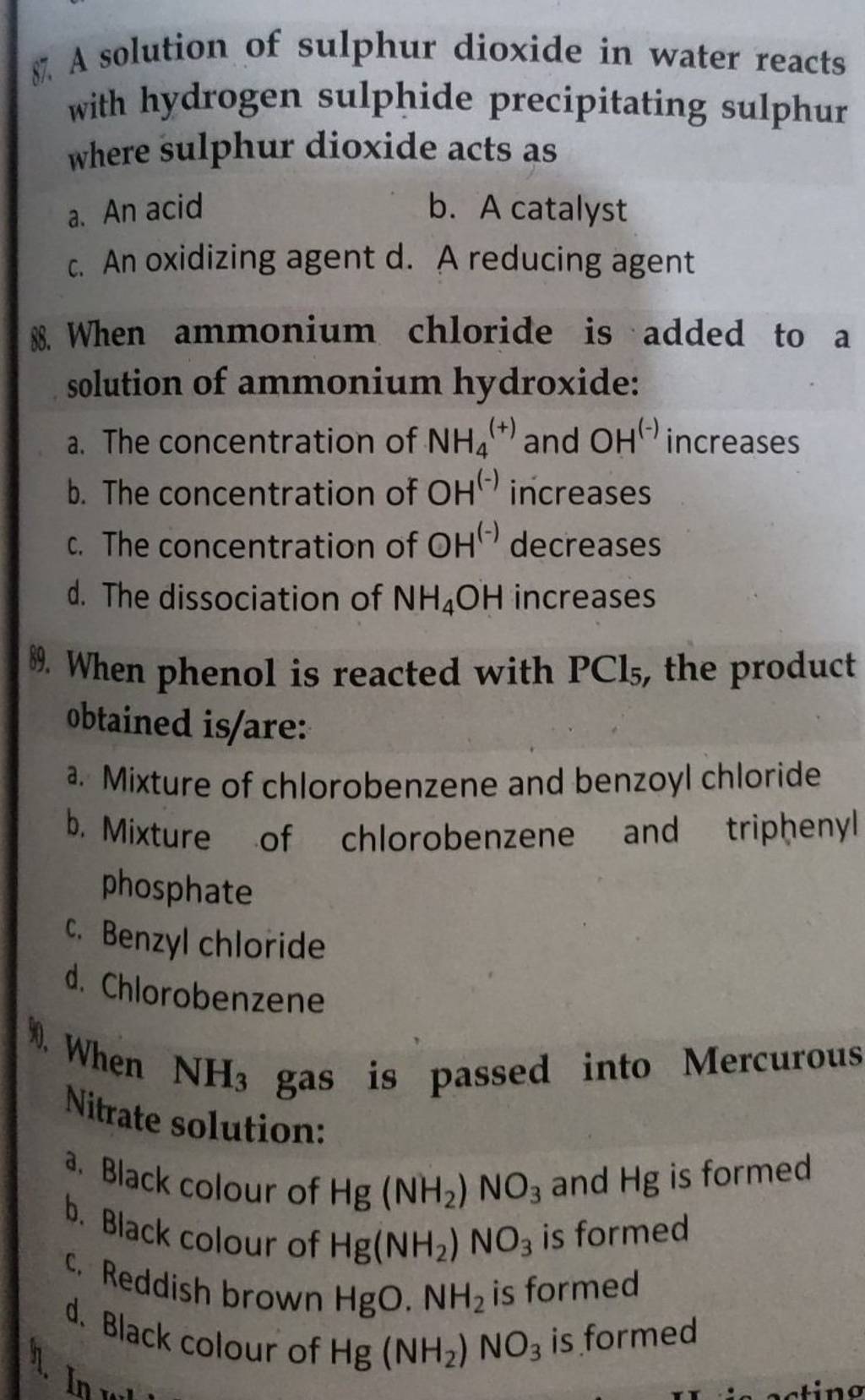 When NH3 gas is passed into Mercurous Nitrate solution: | Filo
