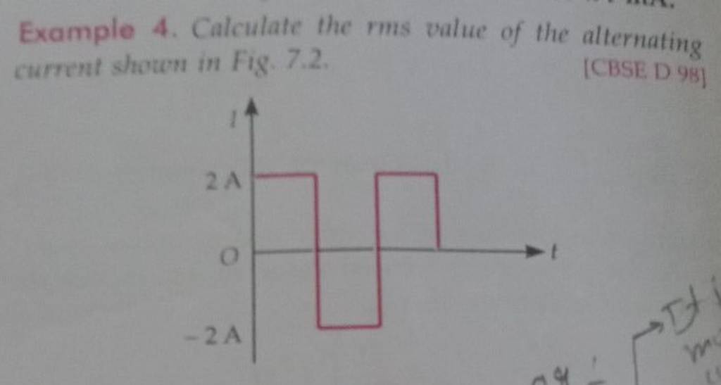 Example 4. Calculate the rms value of the alternating cturrent shoton in