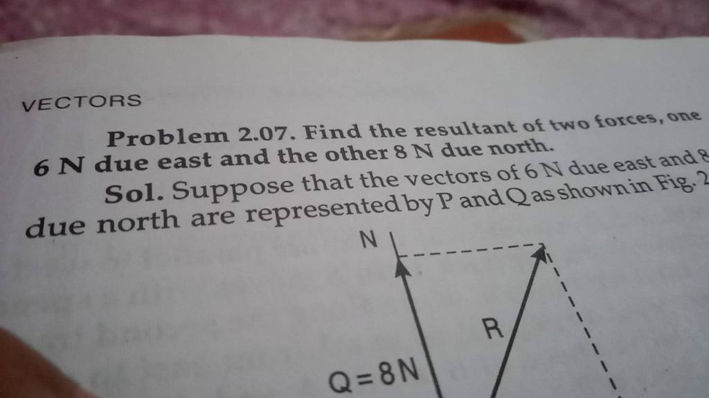 VECTORS Problem 2.07. Find the resultant of two forces, one 6 N due east
