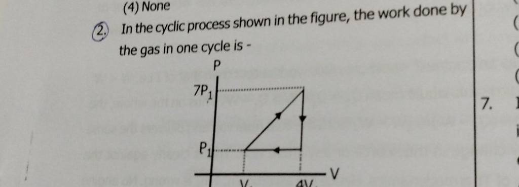 (4) None (2.) In the cyclic process shown in the figure, the work done by..