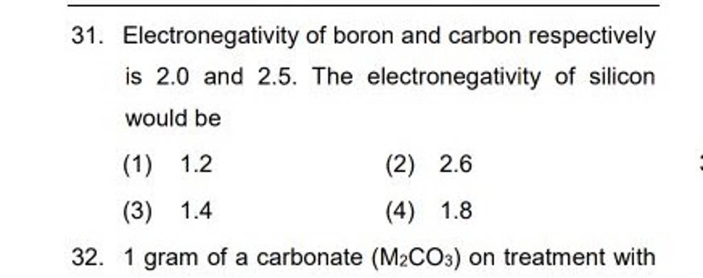 Electronegativity of boron and carbon respectively is 2.0 and 2.5. The el..