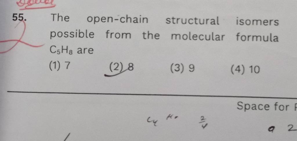 The Open Chain Structural Isomers Possible From The Molecular Formula C5