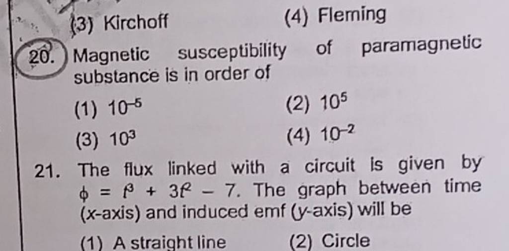 Magnetic Susceptibility Of Paramagnetic Substance Is In Order Of Filo