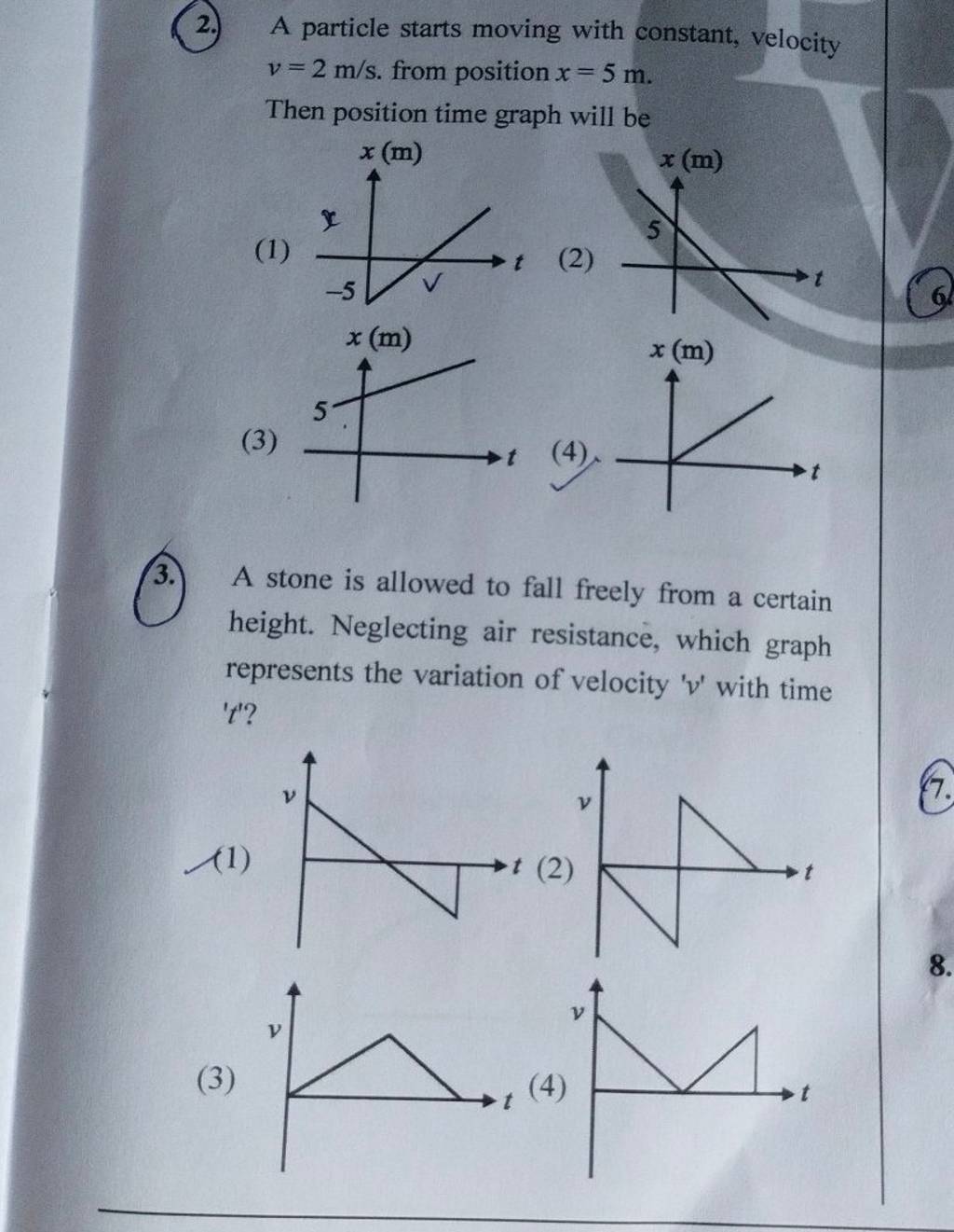 2. A particle starts moving with constant, velocity v=2 m/s. from positio.. 2. A particle starts moving with constant, velocity v=2 m/s. from positio..