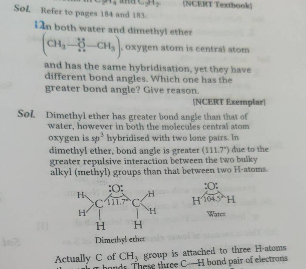 Dimethyl Ether Bond Angle