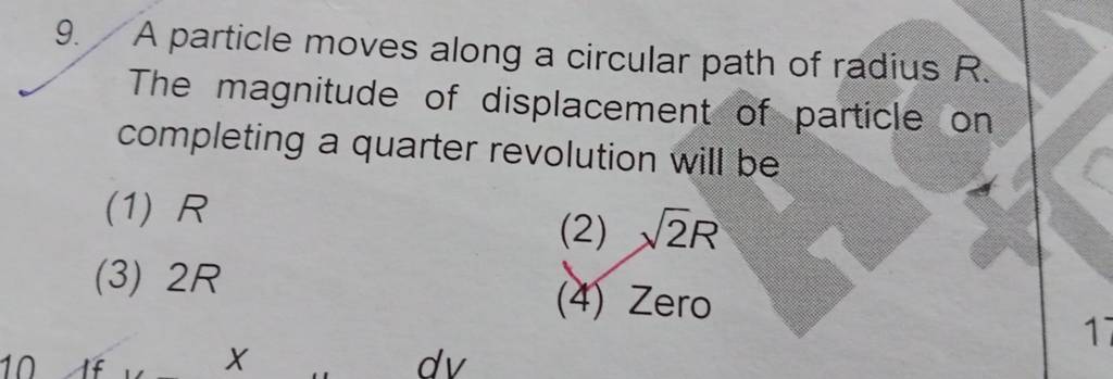A Particle Moves Along A Circular Path Of Radius R The Magnitude Of Disp