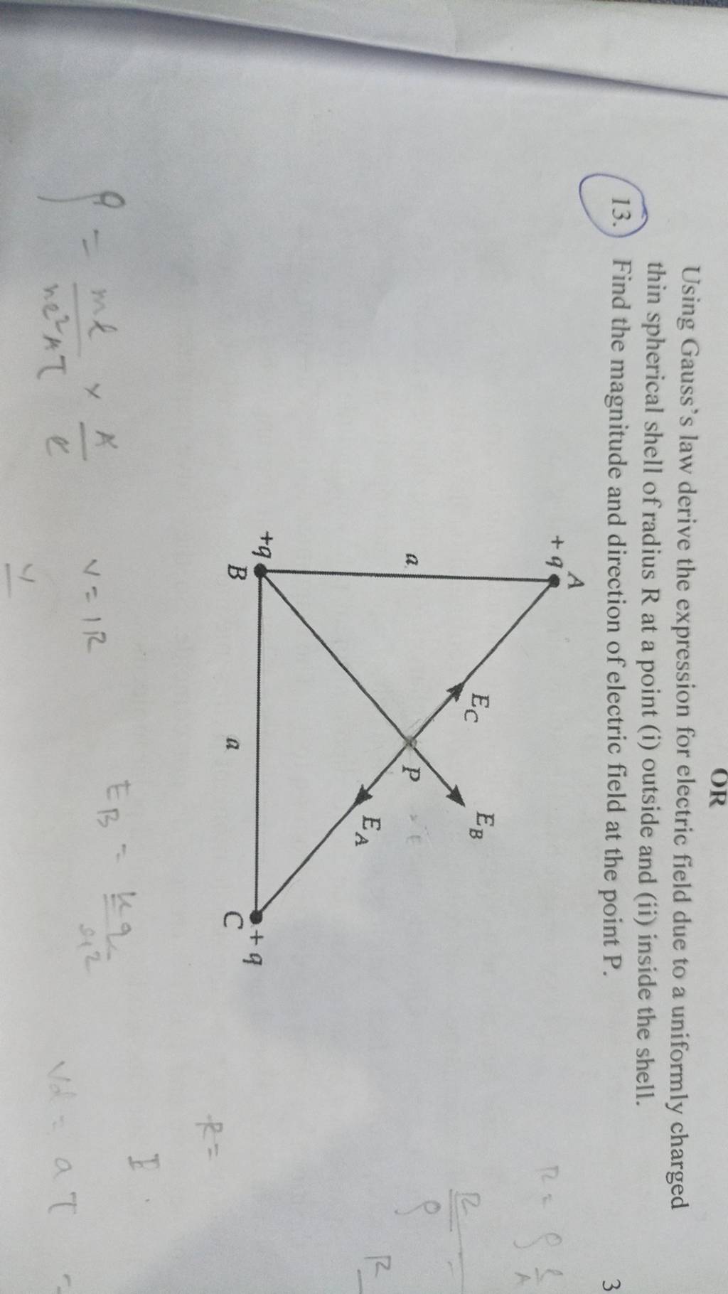 Using Gauss's law derive the expression for electric field due to a unifo.. Using Gauss's law derive the expression for electric field due to a unifo..
