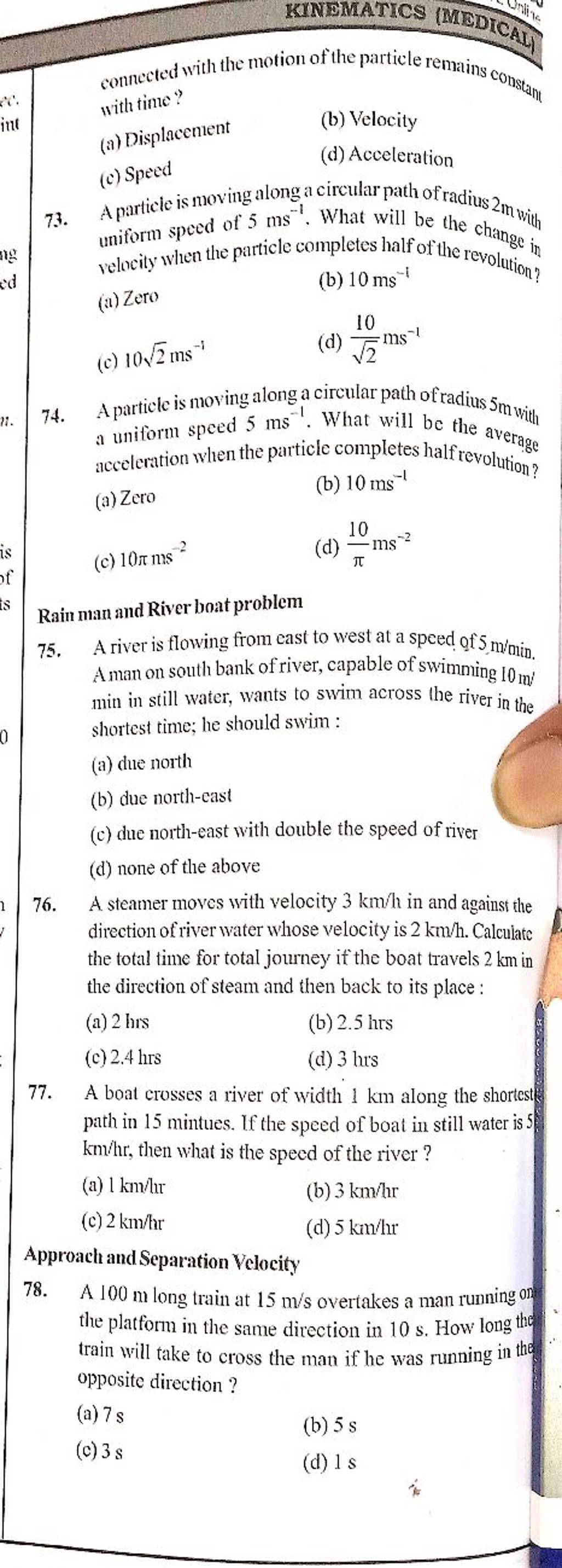 A Particle Is Moving Along A Circular Path Of Radius 2 M With Uniform Spe