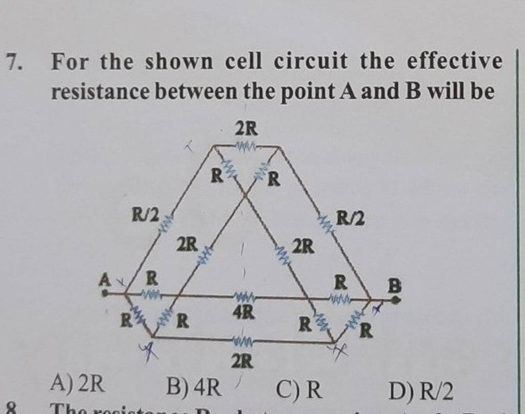 For the shown cell circuit the effective resistance between the point A a..