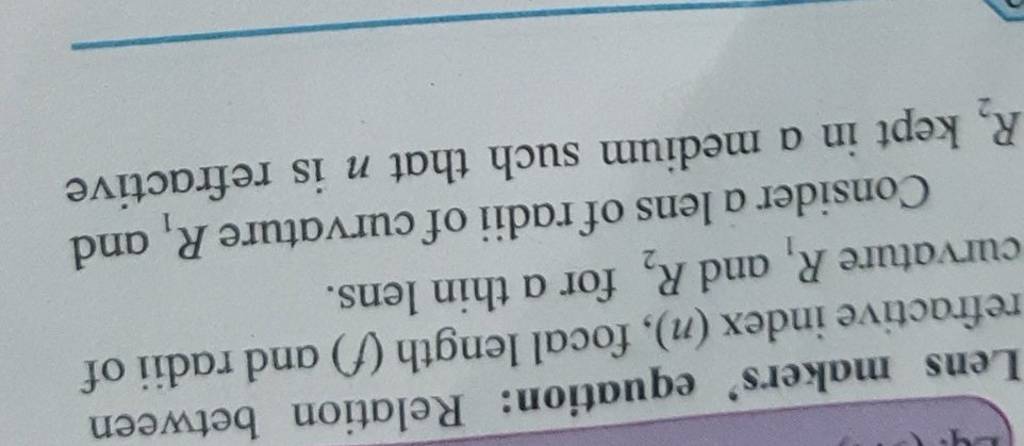 Lens makers' equation: Relation between refractive index (n), focal lengt.. Lens makers' equation: Relation between refractive index (n), focal lengt..