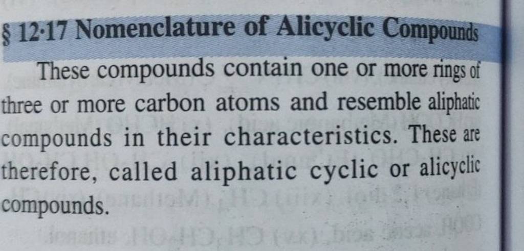 §12⋅17 Nomenclature of Alicyclic Compounds These compounds contain one or..