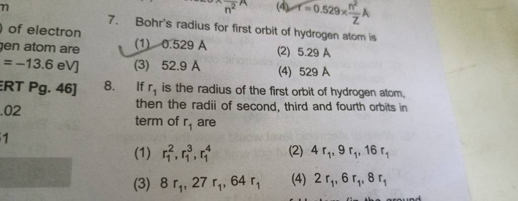 Bohrs Radius For First Orbit Of Hydrogen Atom Is Of Electron Filo