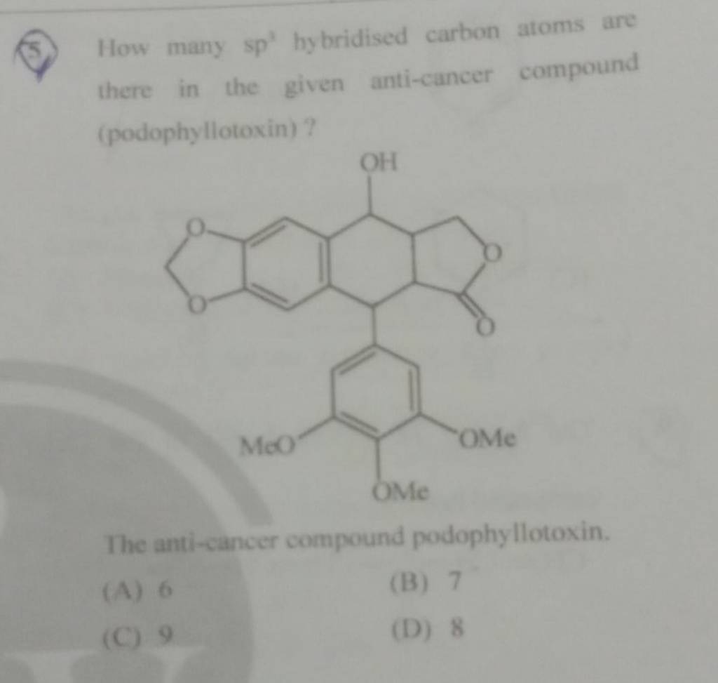 How many sp2 hybridised carbon atoms are there in the given anti-cancer c..