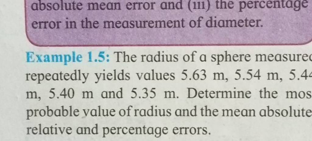 Absolute Mean Error And 111 The Percentage Error In The Measurement Of