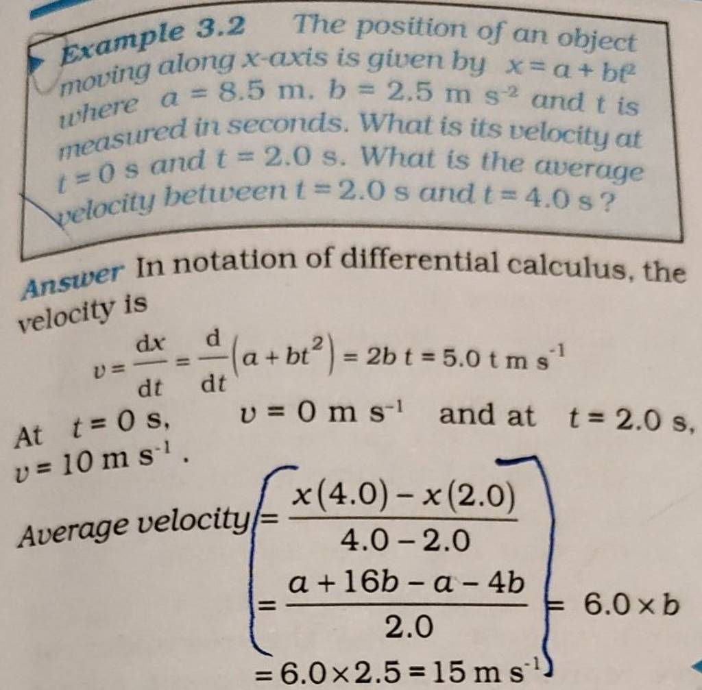 Example 3 2 The Position Of An Object Moving Along X Axis Is Given By X A