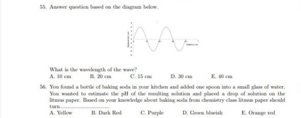 Answer question based on the diagram below. What is the wavelength of the..