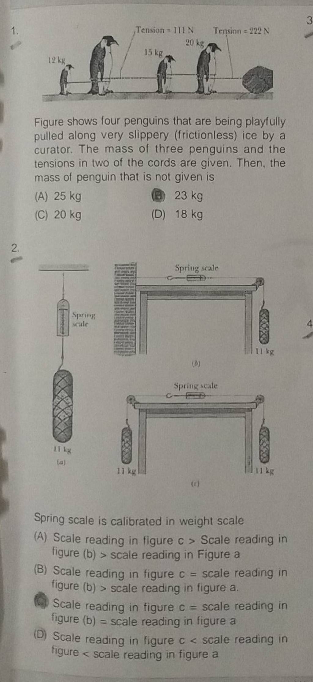(4.) Scale reading in figure c= scale reading in figure (b)= scale readin..
