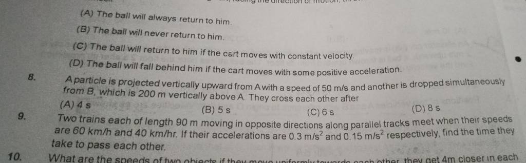 Two trains each of length 90 m moving in opposite directions along parall..