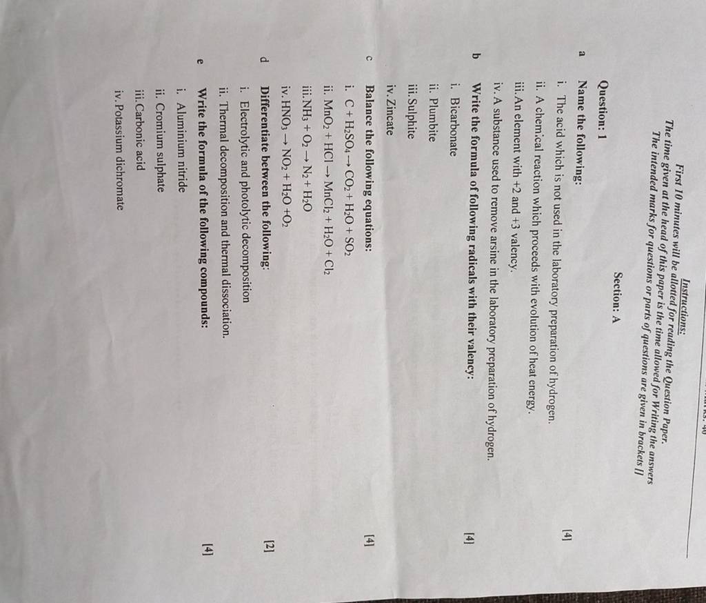 b Write the formula of following radicals with their valency: [4] | Filo