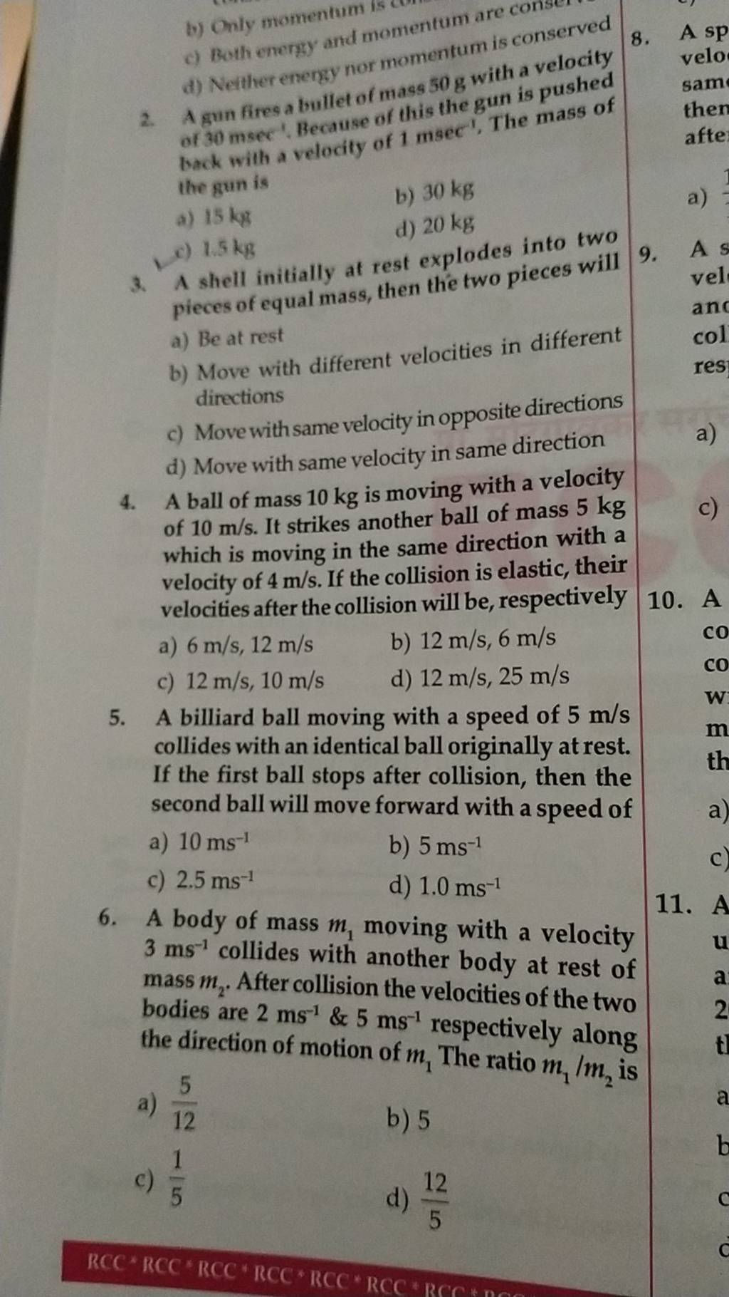 A shell initially at rest explodes into two pieces of equal mass, then th..