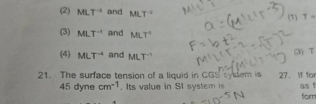 (2) MLT−3 and MLT−2 (3) MLT−1 and MLT0 (4) MLT−4 and MLT−1 21. The surfac..