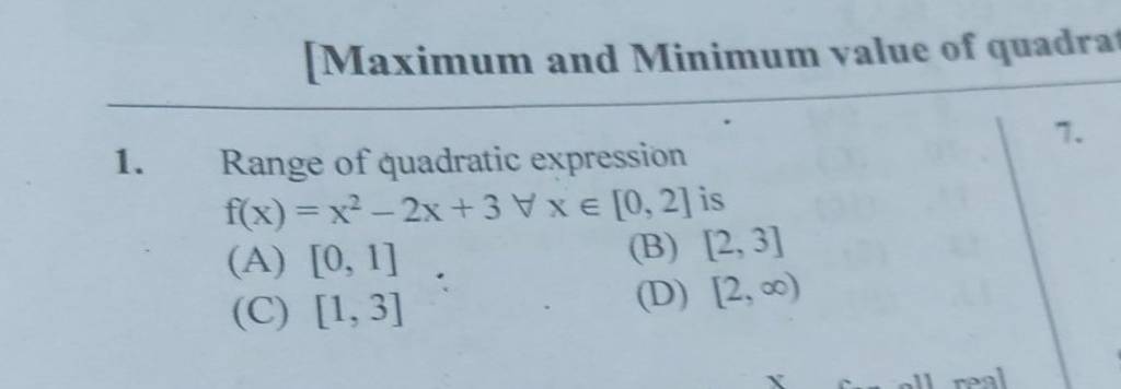 [Maximum and Minimum value of quadra 1. Range of quadratic expression f(x..