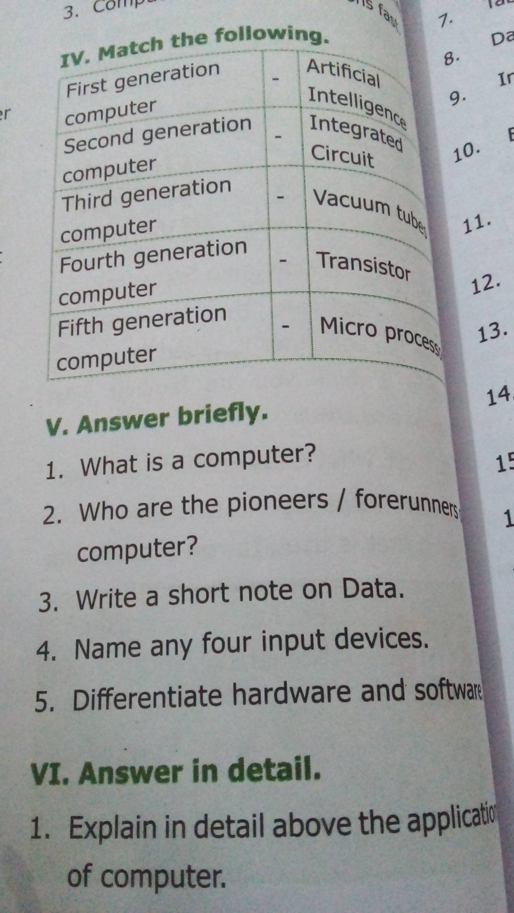Match the following. computer Third generation computer−Vacuum tube11.Fou.. Match the following. computer Third generation computer−Vacuum tube11.Fou..