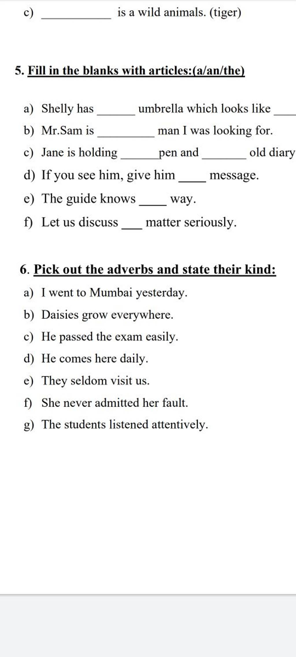 Fill in the blanks with articles:(a/an/the ) | Filo