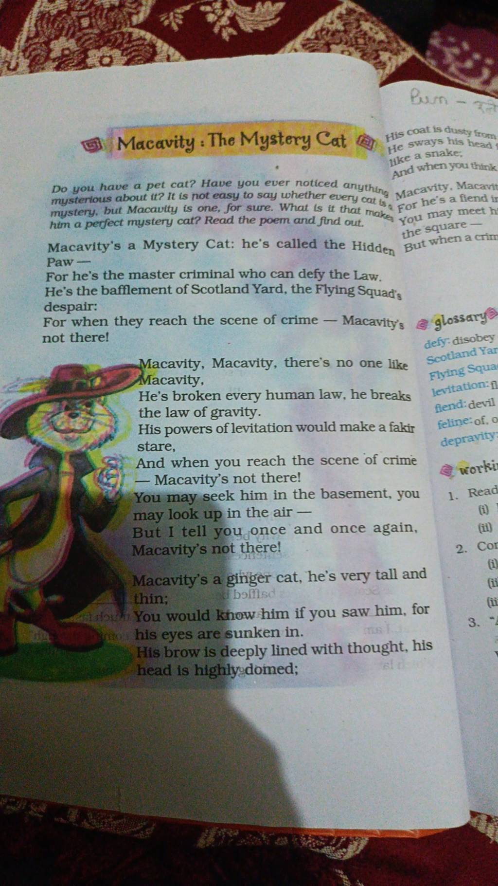 Pesin −2 (49) Macavity : The Mystery Cat (i) Ho His coat is dusty from li..