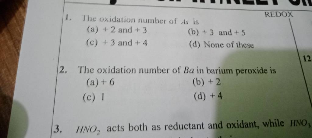 The oxidation number of Ba in barium peroxide is | Filo