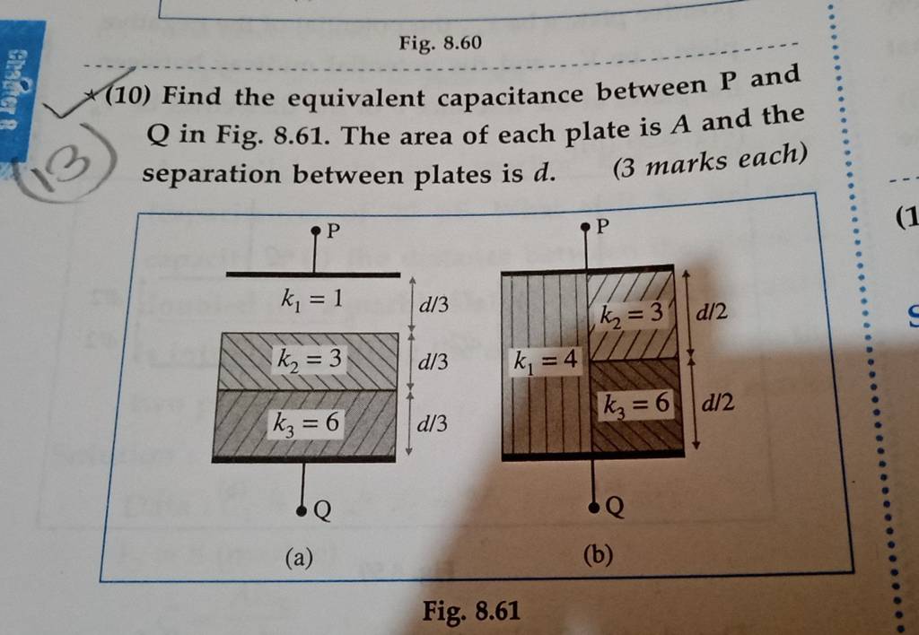 Fig. 8.60 (10) Find the equivalent capacitance between P and Q in Fig. 8...